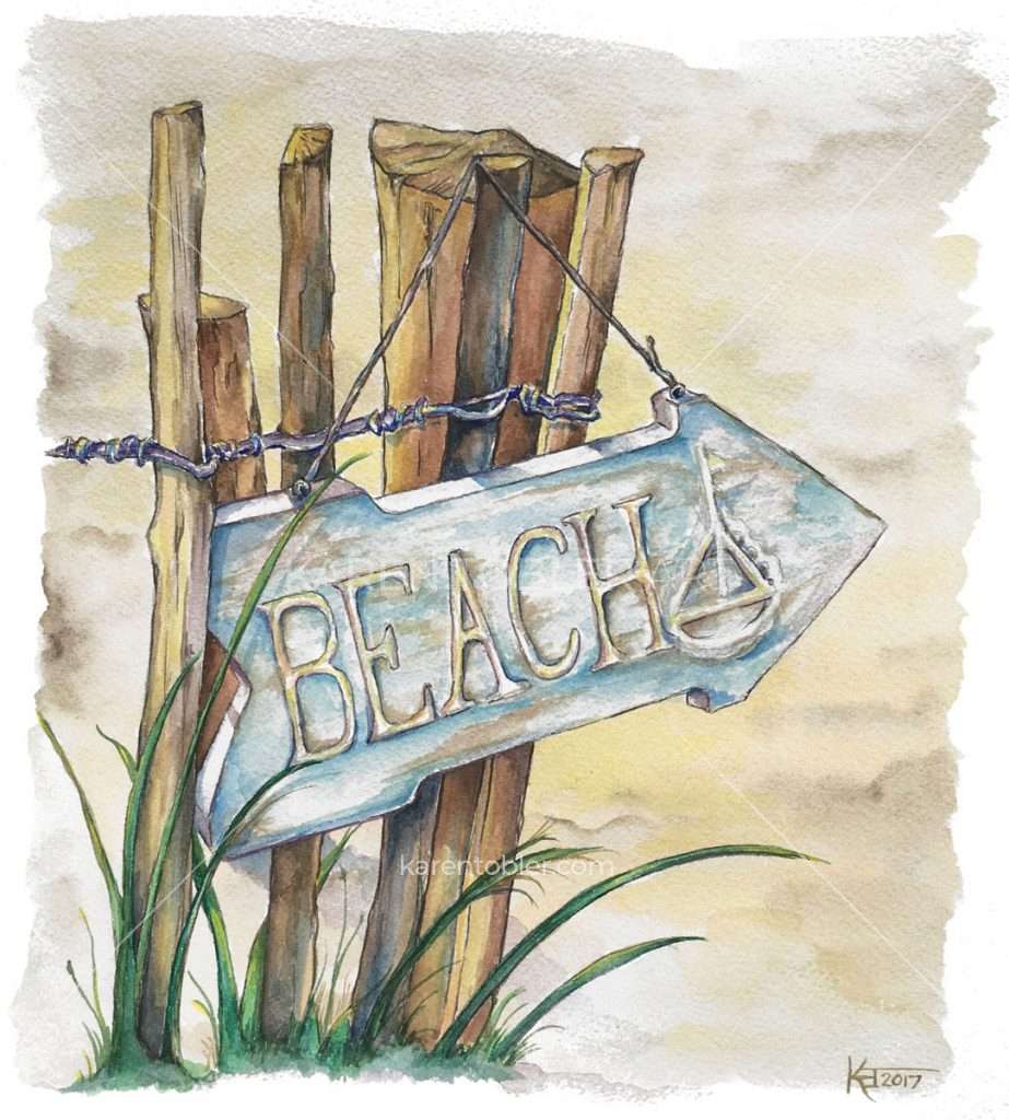 Beach-Sign – Karen Tobler – Watercolor Artist